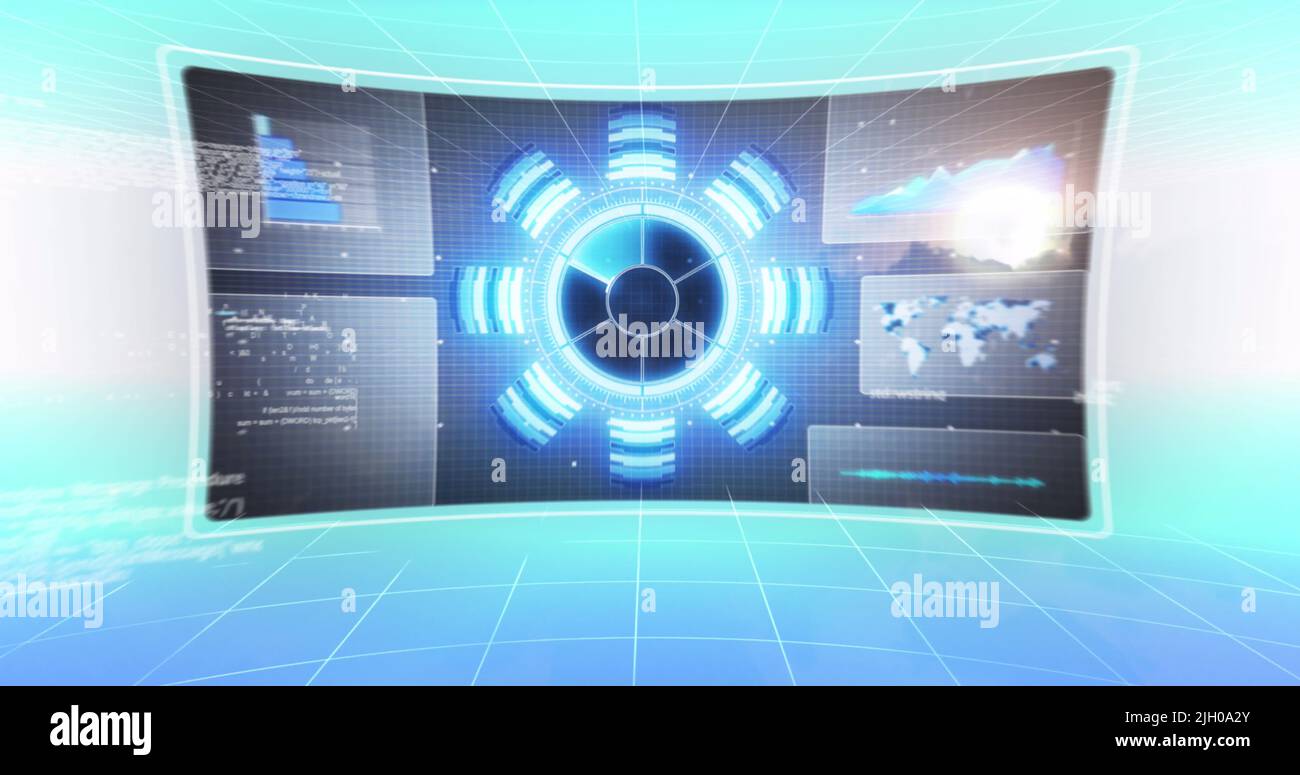 Image of data processing on moving screen Stock Photo - Alamy