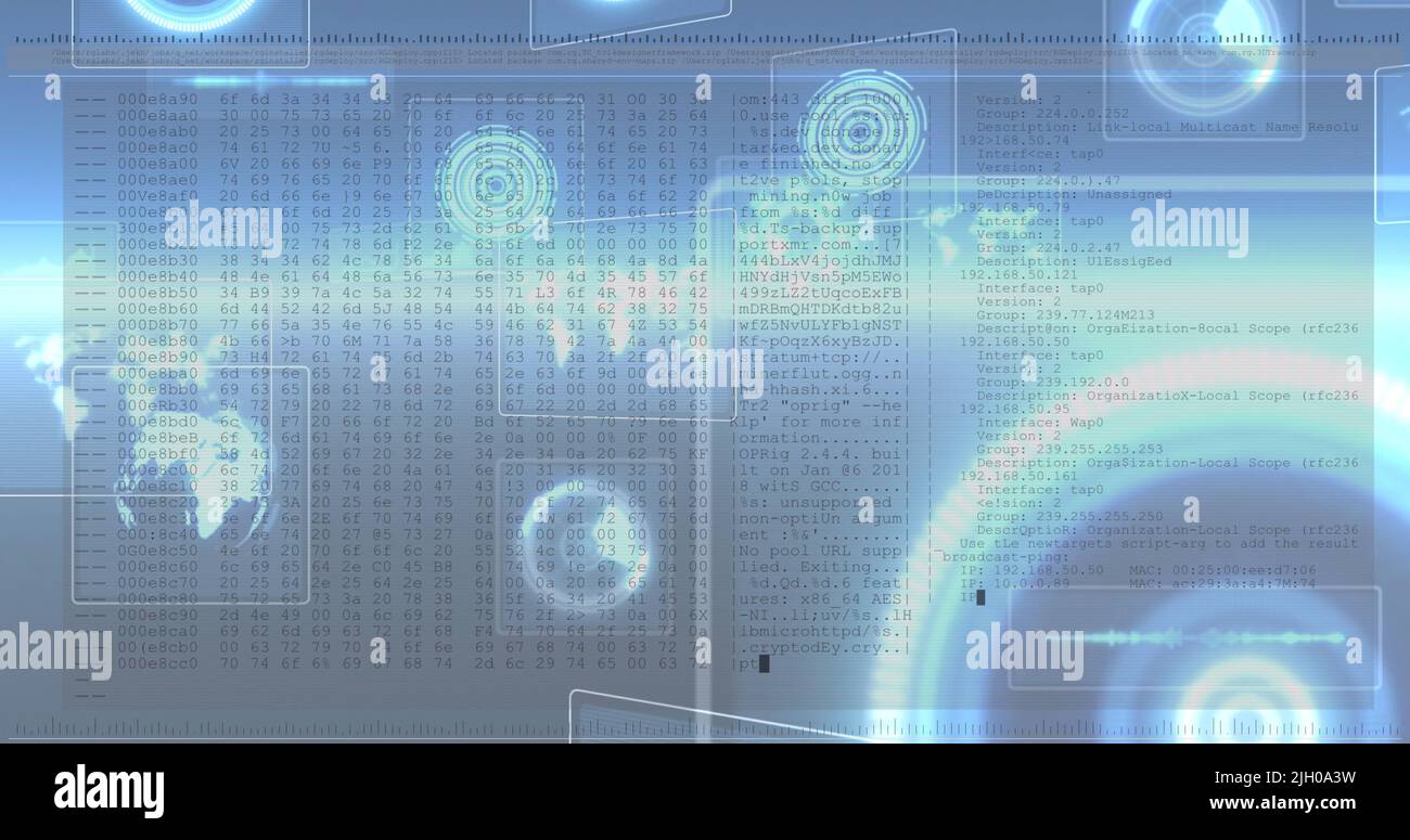 Image of data processing on screens and scopes scanning Stock Photo - Alamy