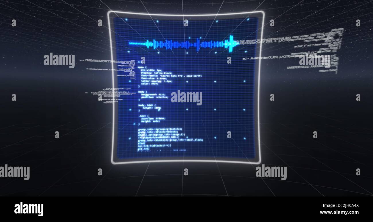 Image of data processing on moving screen Stock Photo - Alamy
