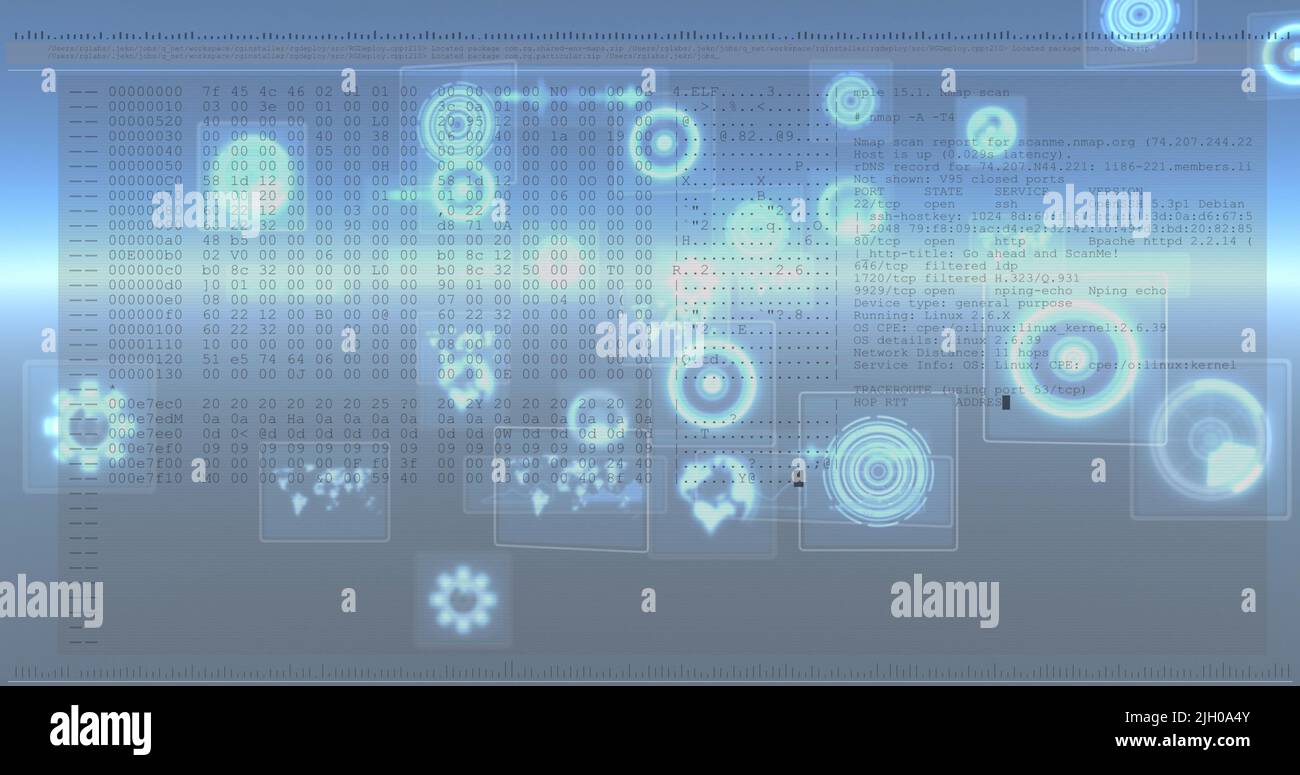 Image of data processing on screens and scopes scanning Stock Photo - Alamy
