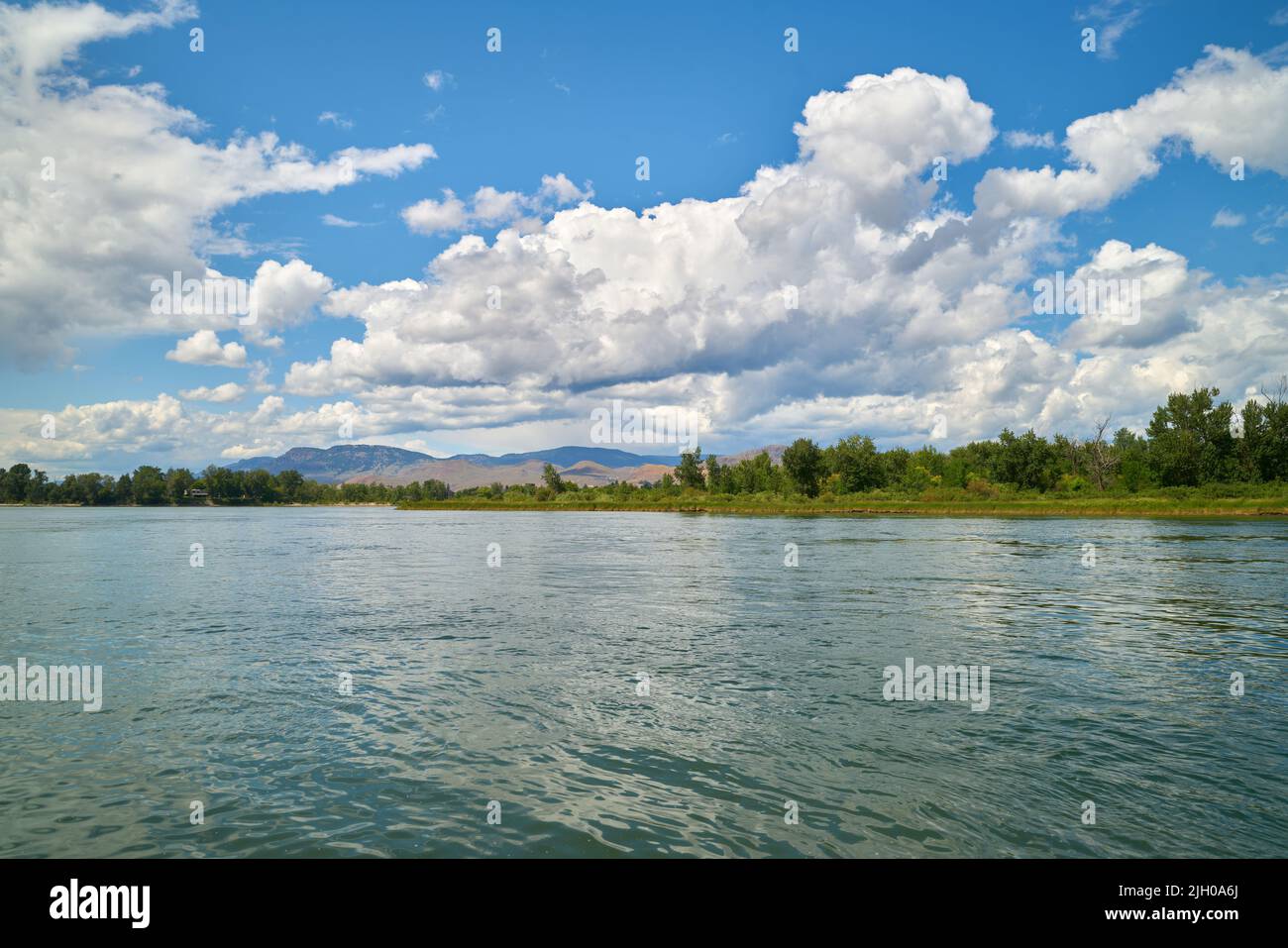 Thompson River in Kamloops BC Canada. Clouds over the Thompson River at ...
