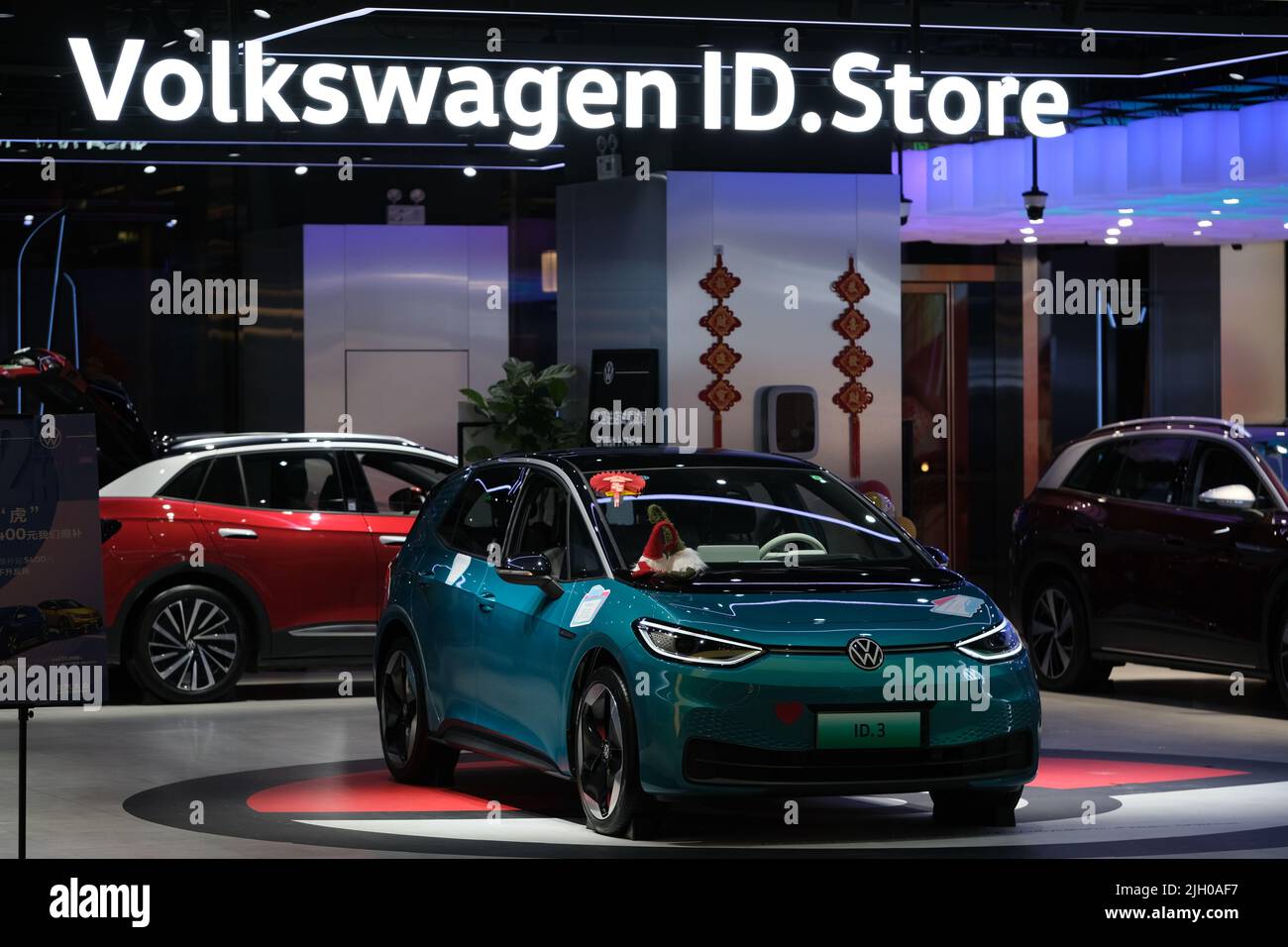 Shanghai,China-Feb.8th 2022: Volkswagen ID. EV store. Volkswagen brand ...