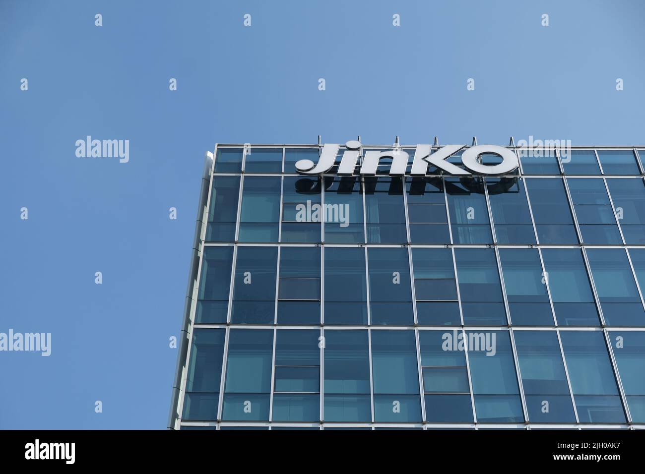 Shanghai,China-Feb.5th 2022: JinKo (Jinko Solar Holding Co., Ltd.) company office building and ...