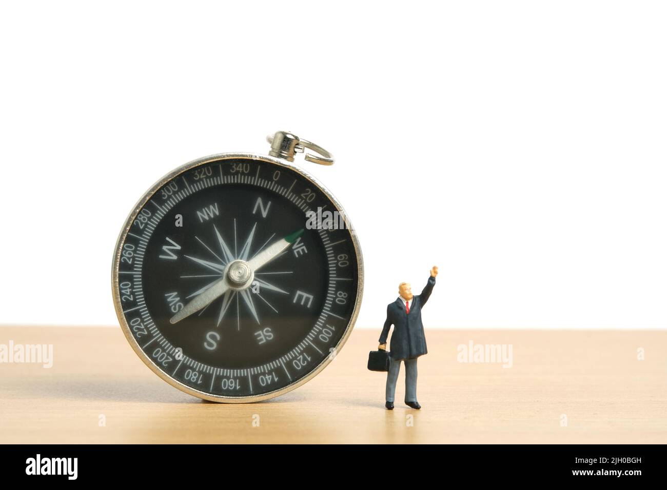 Miniature people toy figure photography. Business direction concept. A ...