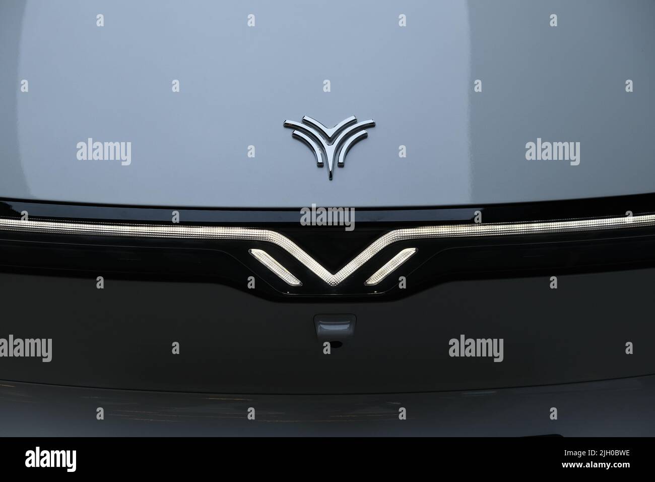 Shanghai,China-June 3rd 2022: close up Nezha car logo. Chinese EV brand ...