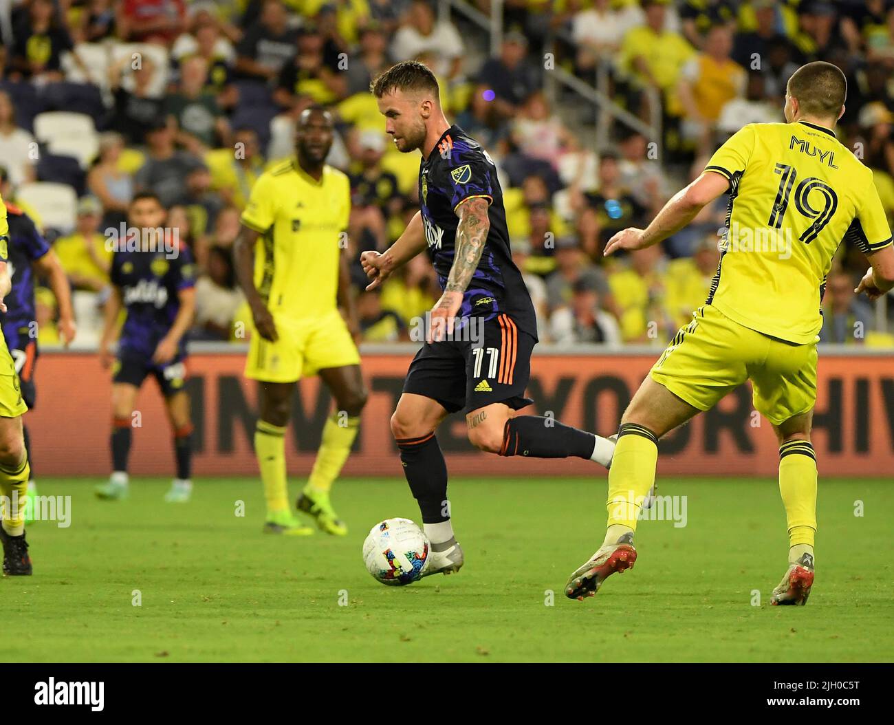 July 13, 2022: Seattle Sounders midfielder Albert Rusnak (11) dribbles ...