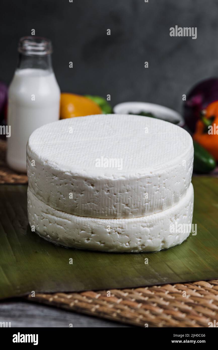 Mexican white panela cheese with fresh ingredients in Mexico Latin ...