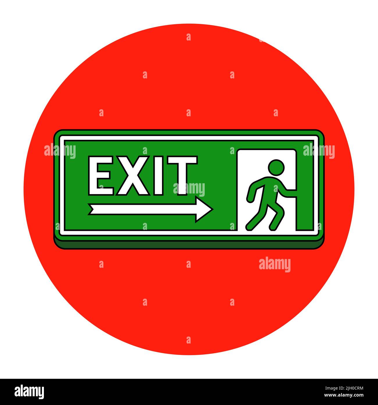 Sign emergency exit escape route on a red wall Cut Out Stock Images ...