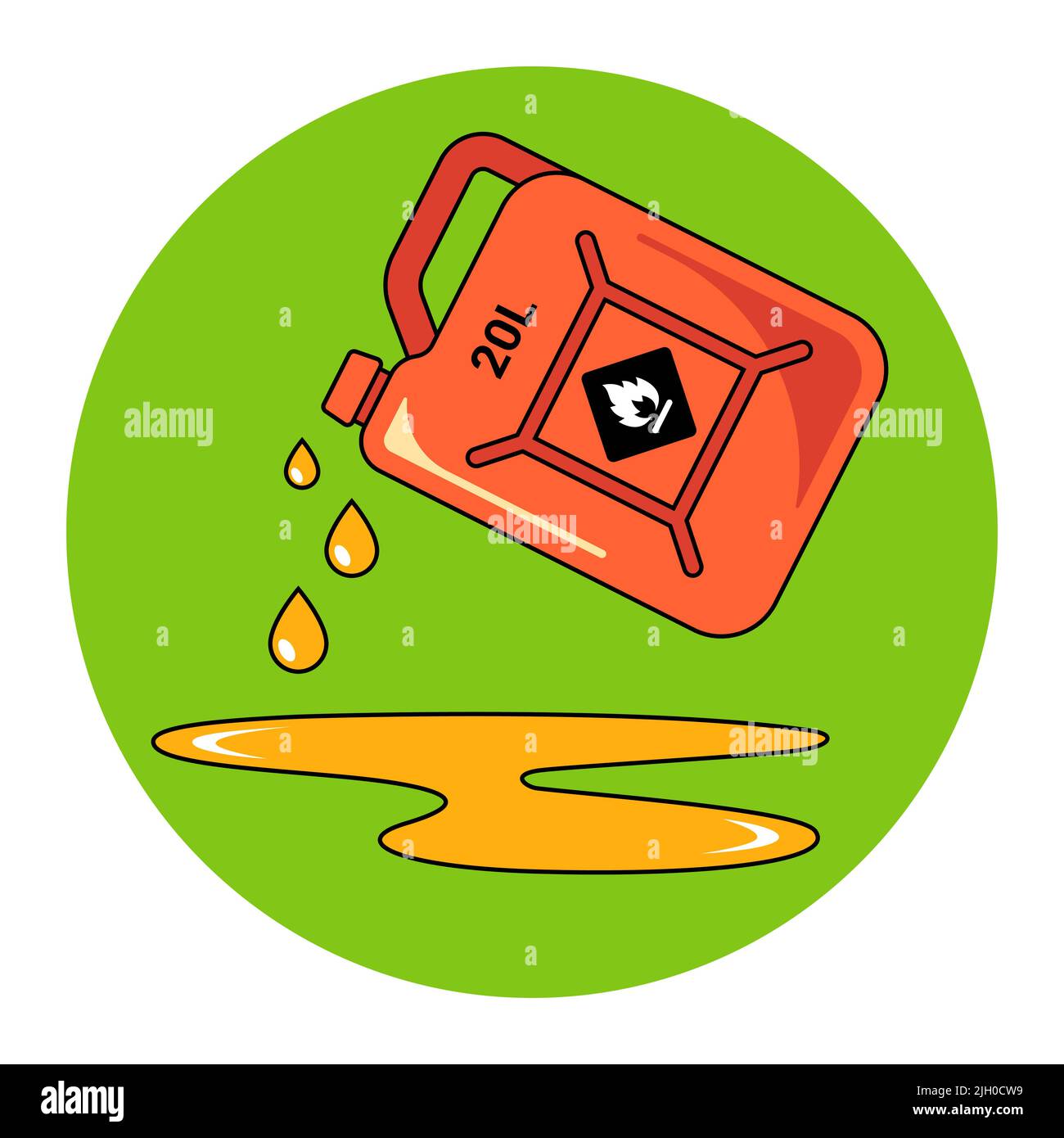 pour gasoline from the can. harmful puddle of petroleum products ...