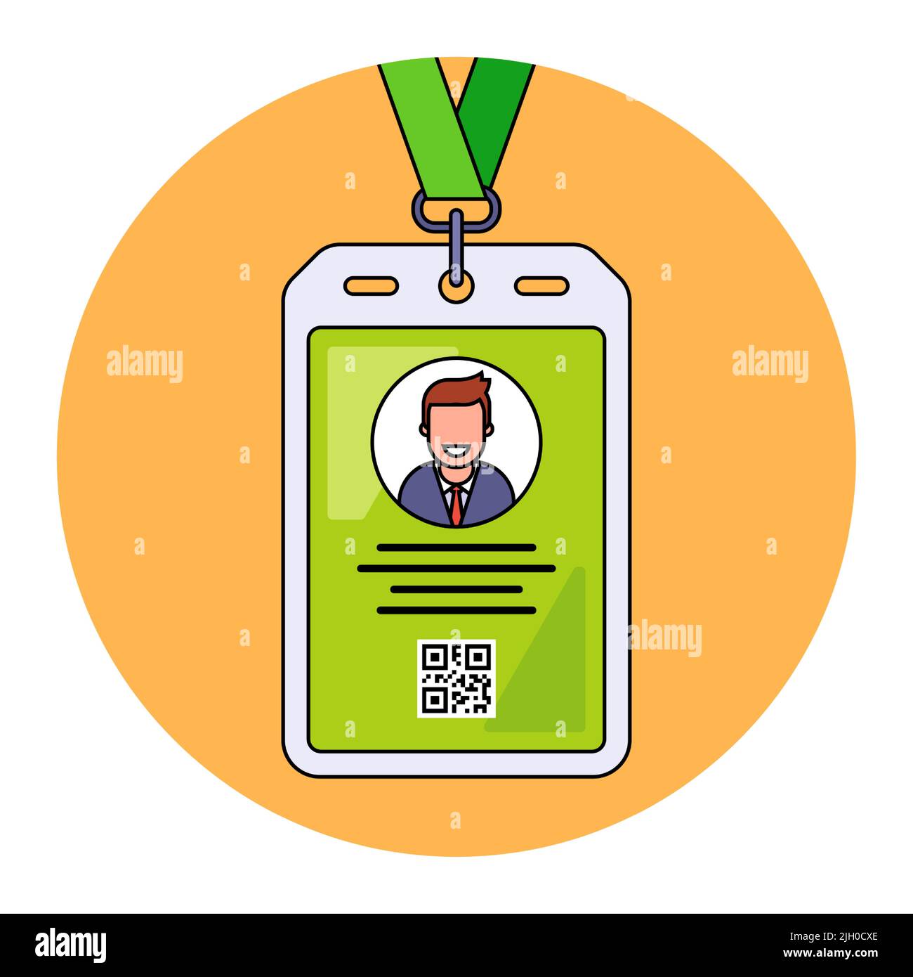 badge on the neck for personal identification. flat vector illustration ...