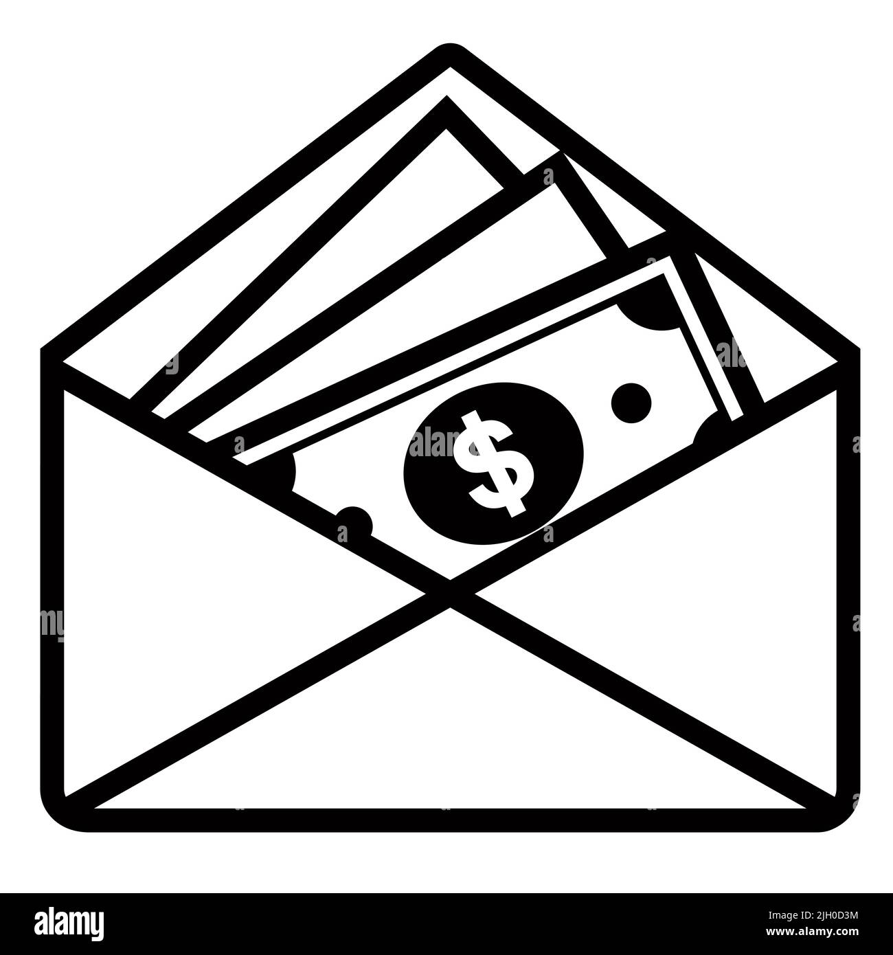 white envelope icon with banknotes. receiving a bribe. flat vector ...