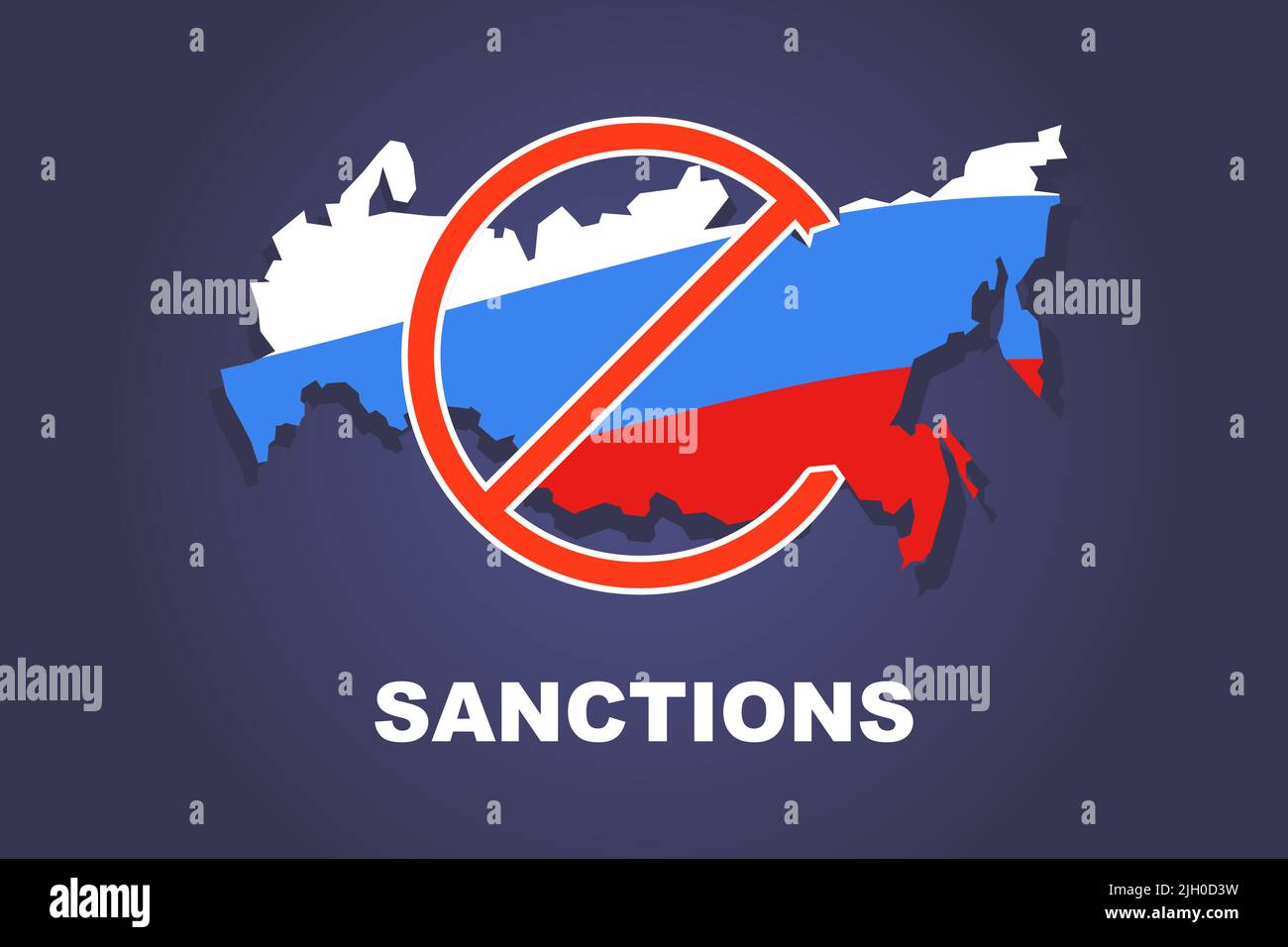 Russia is under sanctions. crossed out country sign. flat vector ...