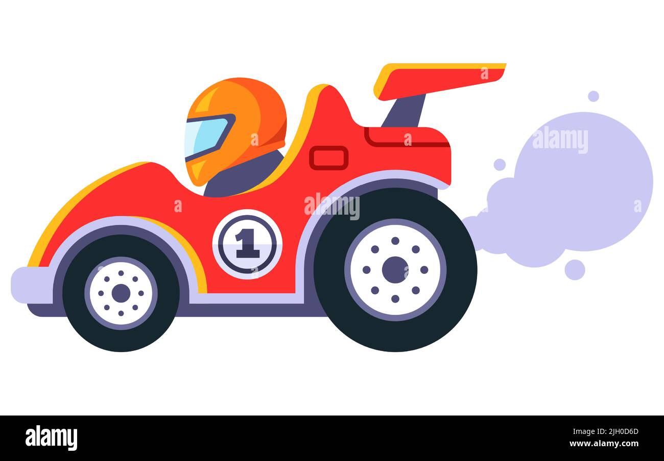 red racing car with open top. race winner. flat vector illustration ...