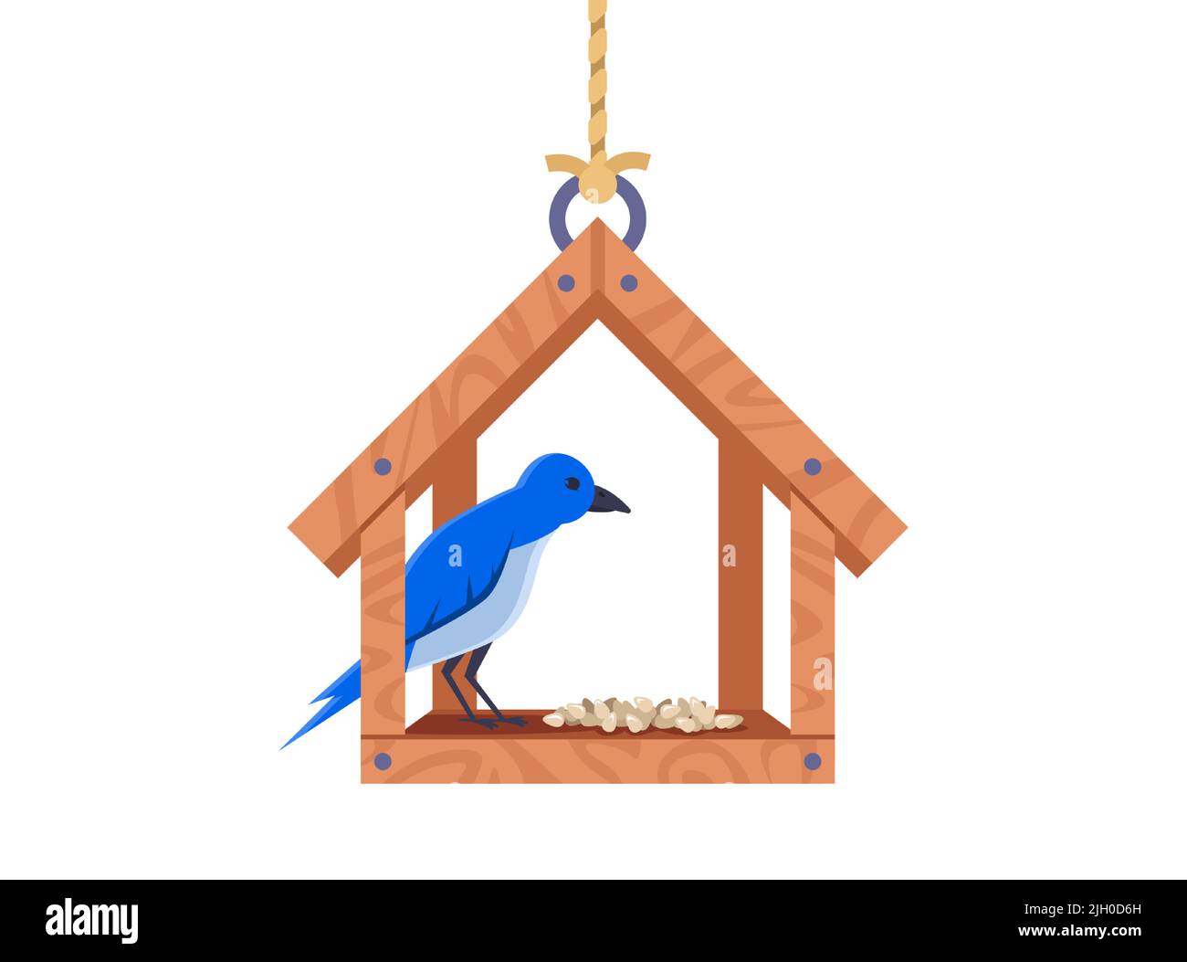 wooden bird feeder. feeds wild birds. flat vector illustration. flat ...