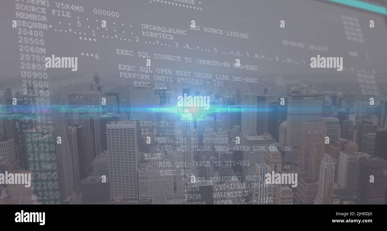 Image of data processing over cityscape Stock Photo - Alamy