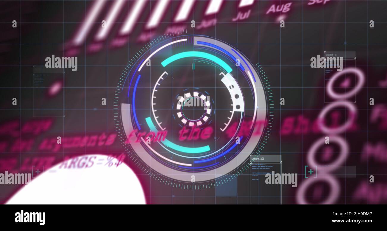 Image of digital interface with scan scoping over black background Stock Photo - Alamy