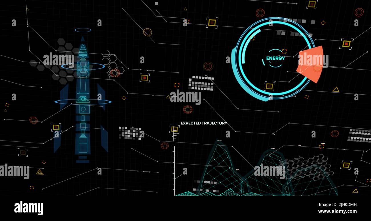 Image of digital data processing on dark background Stock Photo - Alamy