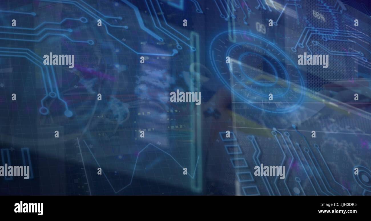 Image of data processing over caucasian worker in server room Stock Photo - Alamy