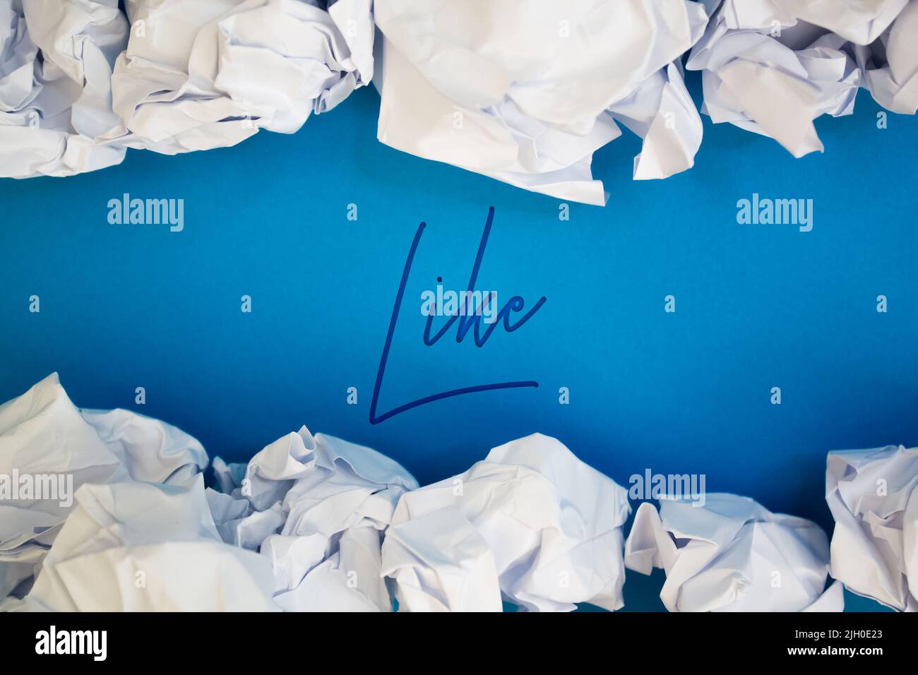 Like text with Torn, Crumpled White Paper on colored background Stock ...