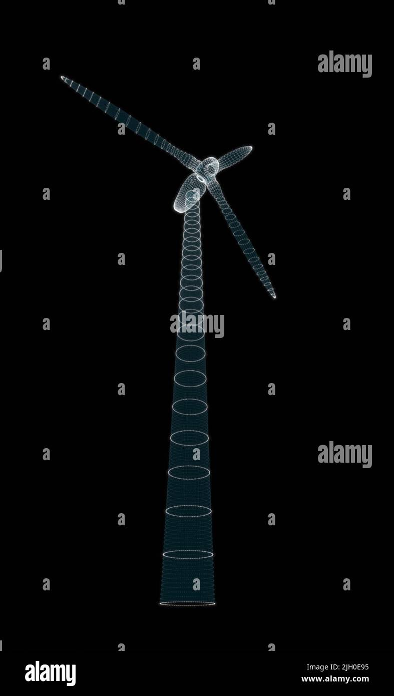 Wind turbines on black background Stock Photo - Alamy