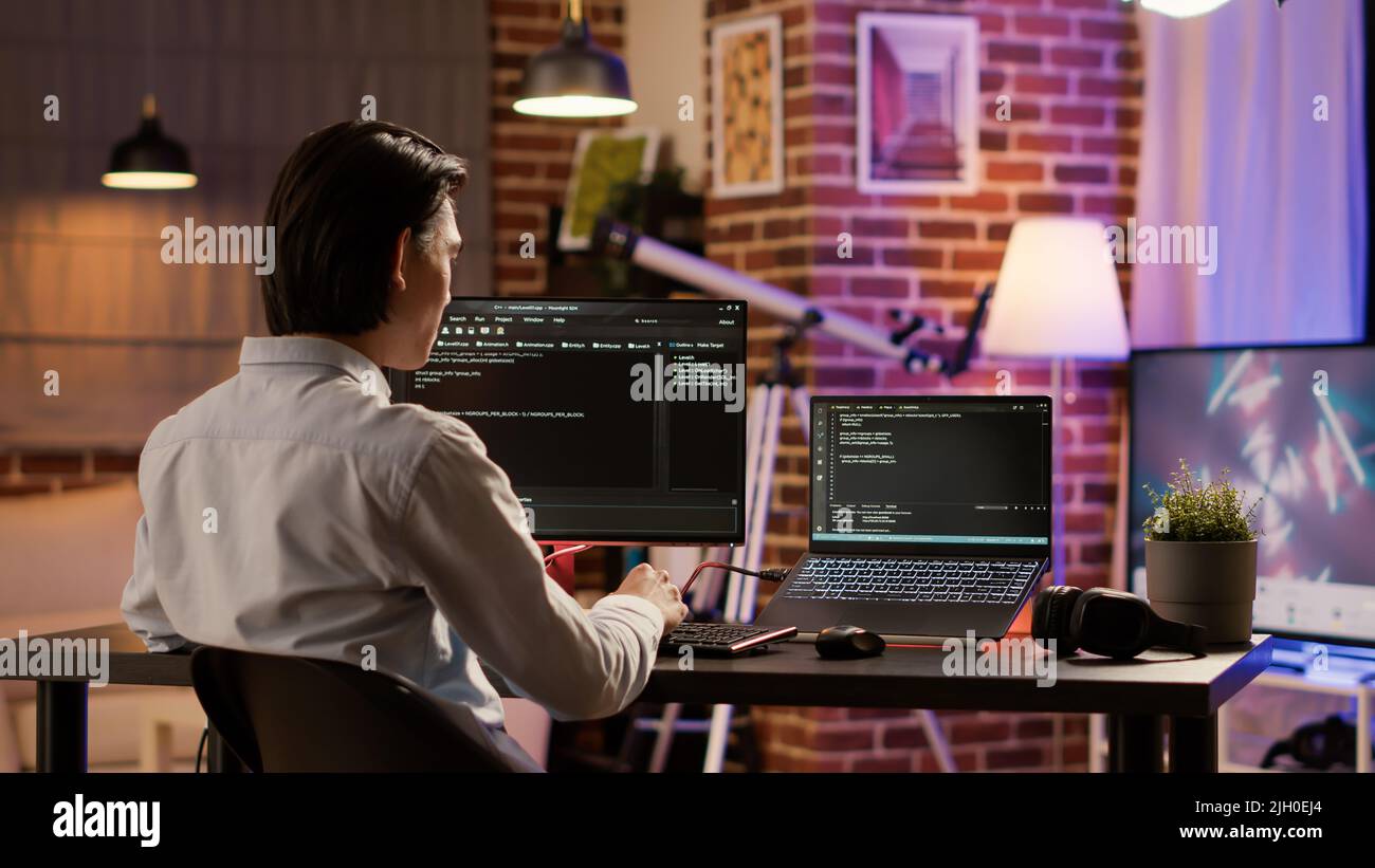 Male Coder Programming Server Encryption On Firewall Software Using Security Network To Code