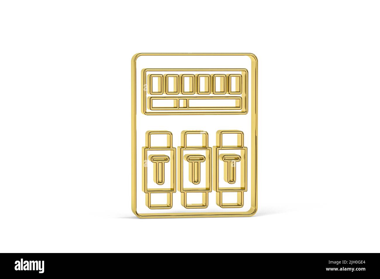 Golden 3d electrical switchboard icon isolated on white background - 3d ...