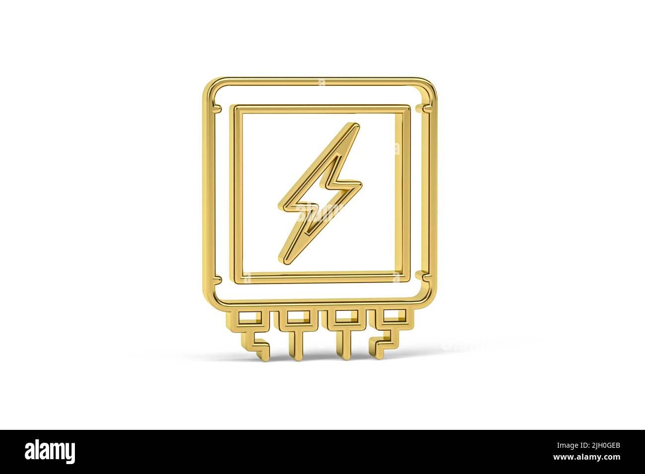 Golden 3d electrical switchboard icon isolated on white background - 3d ...