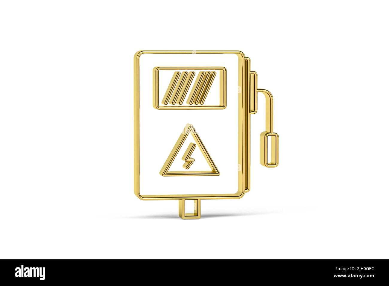 Golden 3d electrical switchboard icon isolated on white background - 3d ...