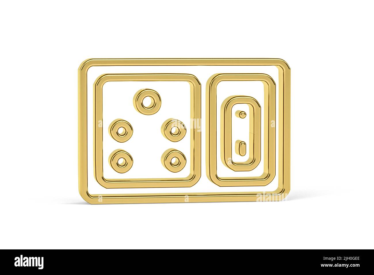 Golden 3d electrical switchboard icon isolated on white background - 3d ...