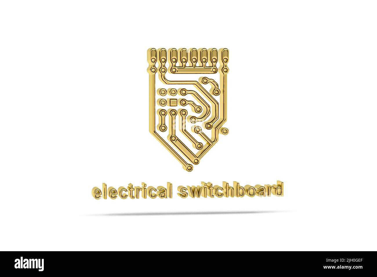 Golden 3d electrical switchboard icon isolated on white background - 3d ...