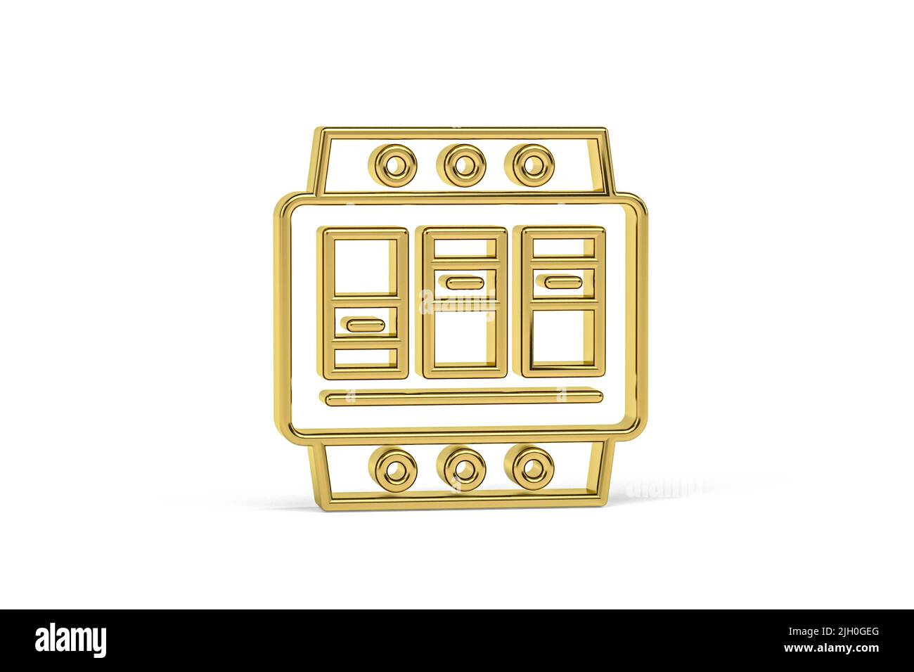 Golden 3d electrical switchboard icon isolated on white background - 3d ...
