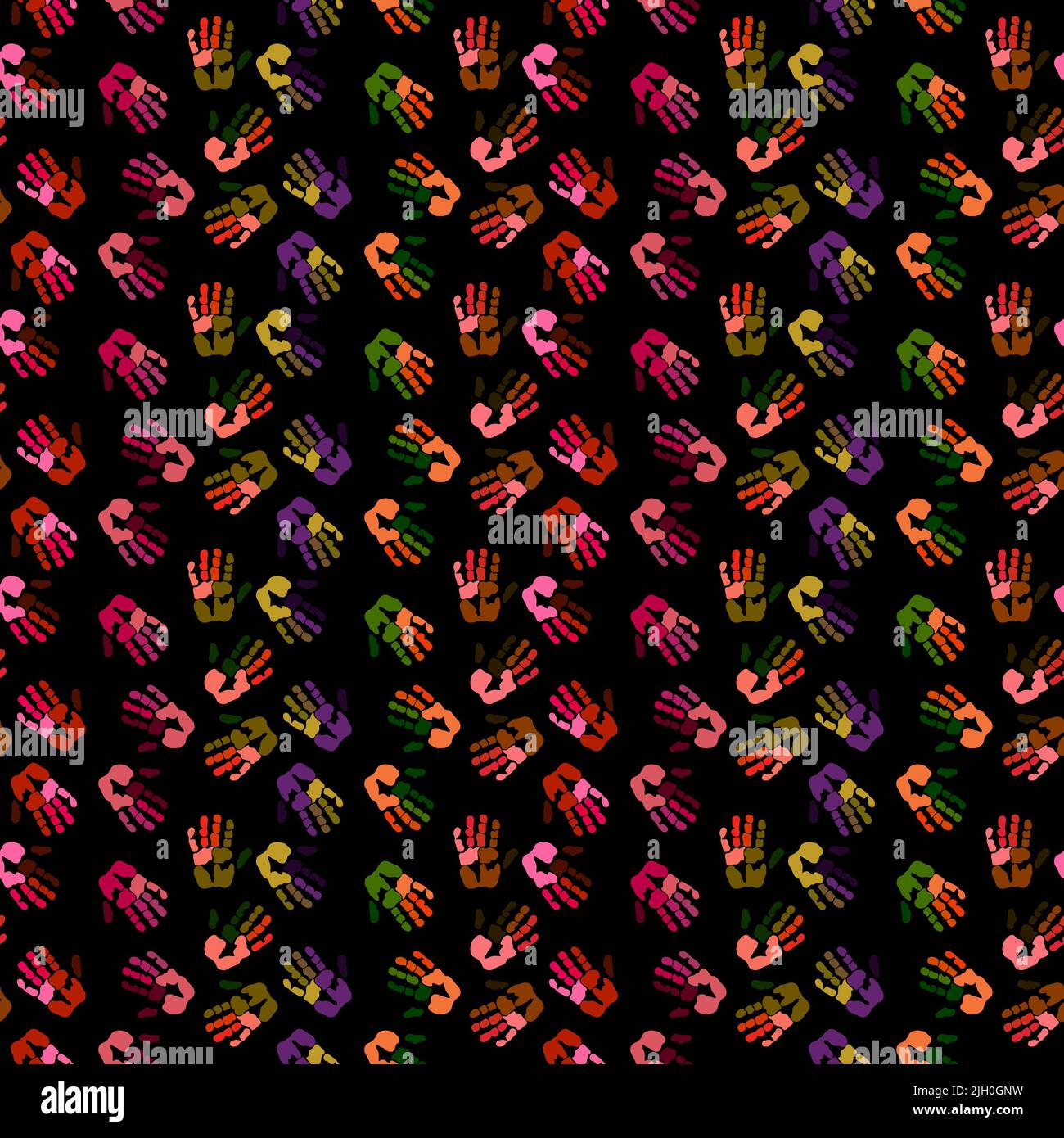 Handprint seamless team work pattern for school and fabrics and kids ...