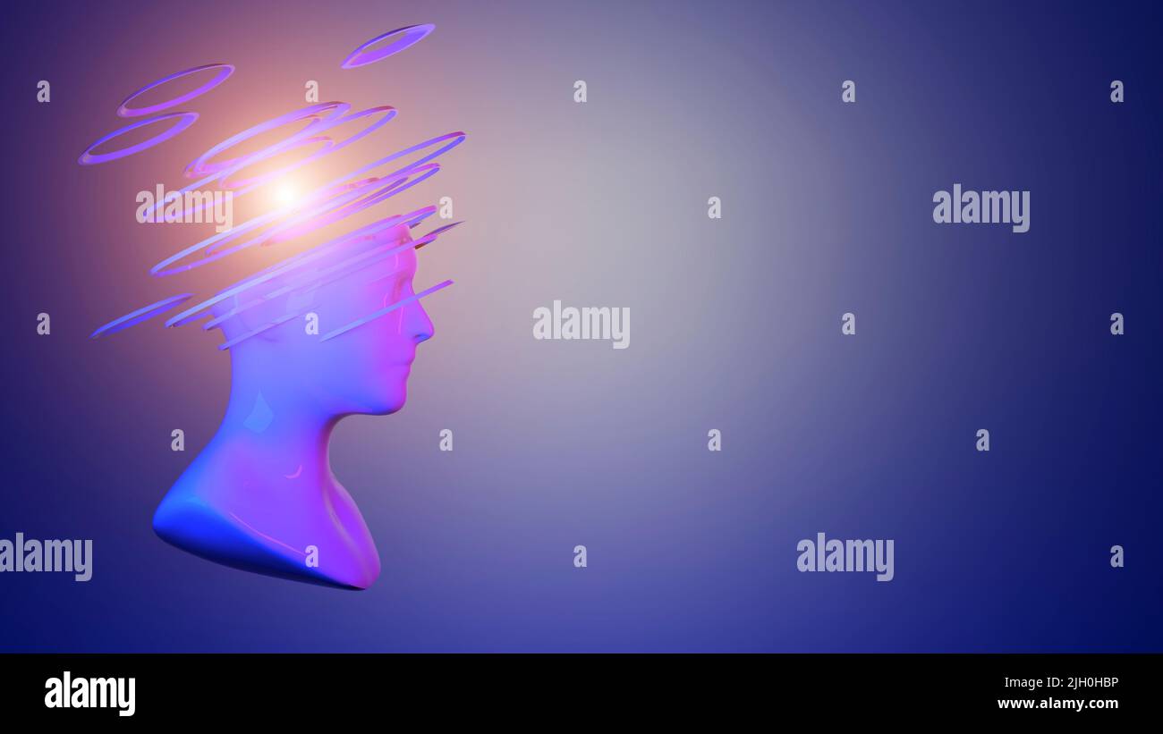 3d digital abstract human face on a dark background. Futuristic face ...