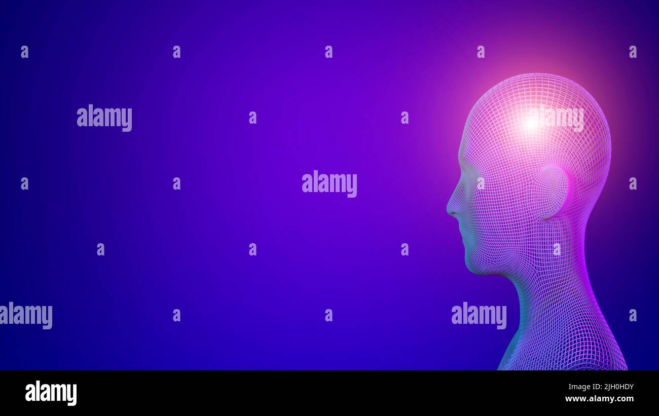 3d consciousness, mind, brain background. Abstract colored sphere in ...