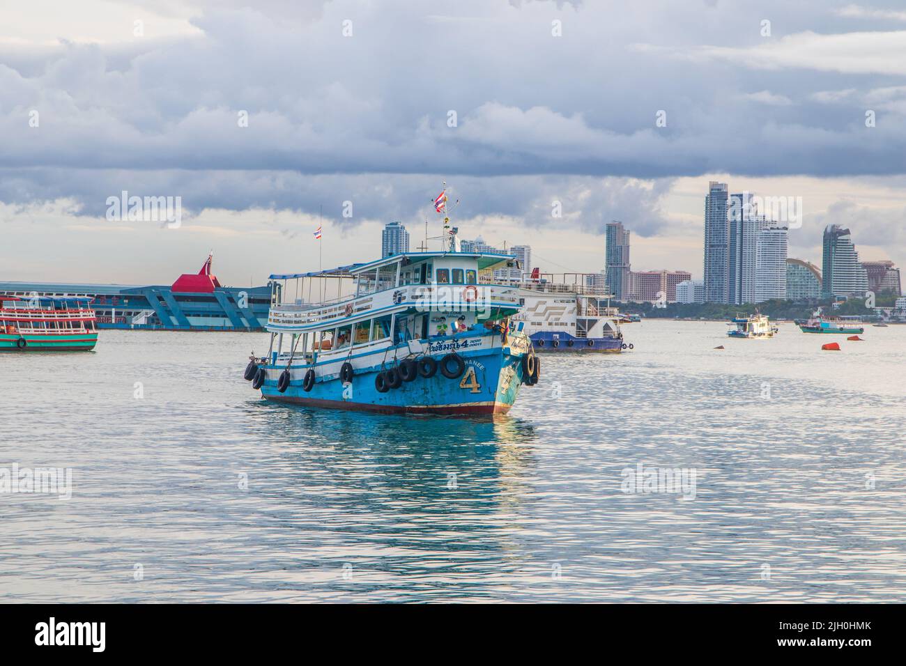 A ferry boat by the Bali Hai Pier in Pattaya District Chonburi Thailand ...