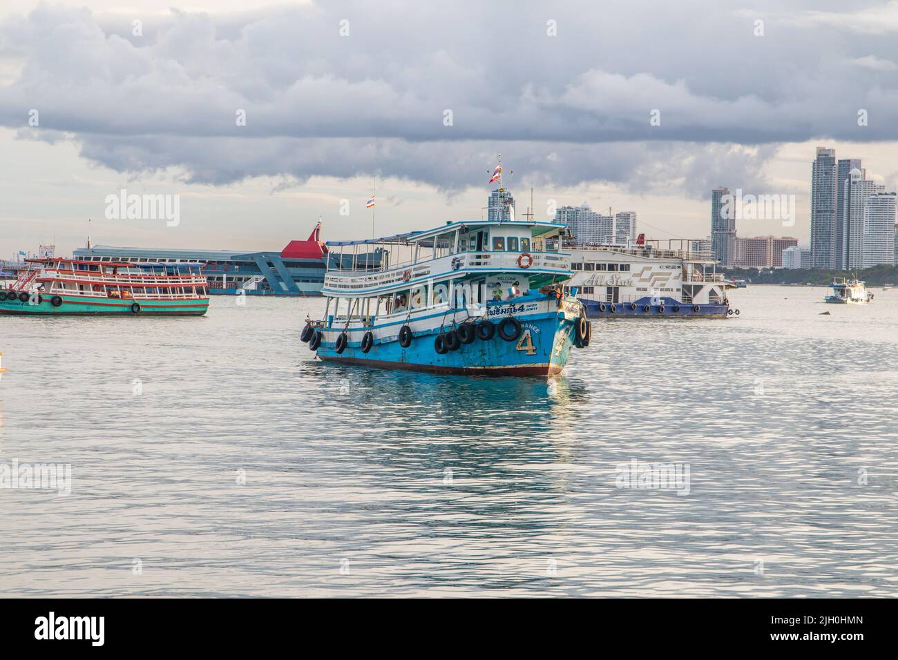 A ferry boat by the Bali Hai Pier in Pattaya District Chonburi Thailand ...