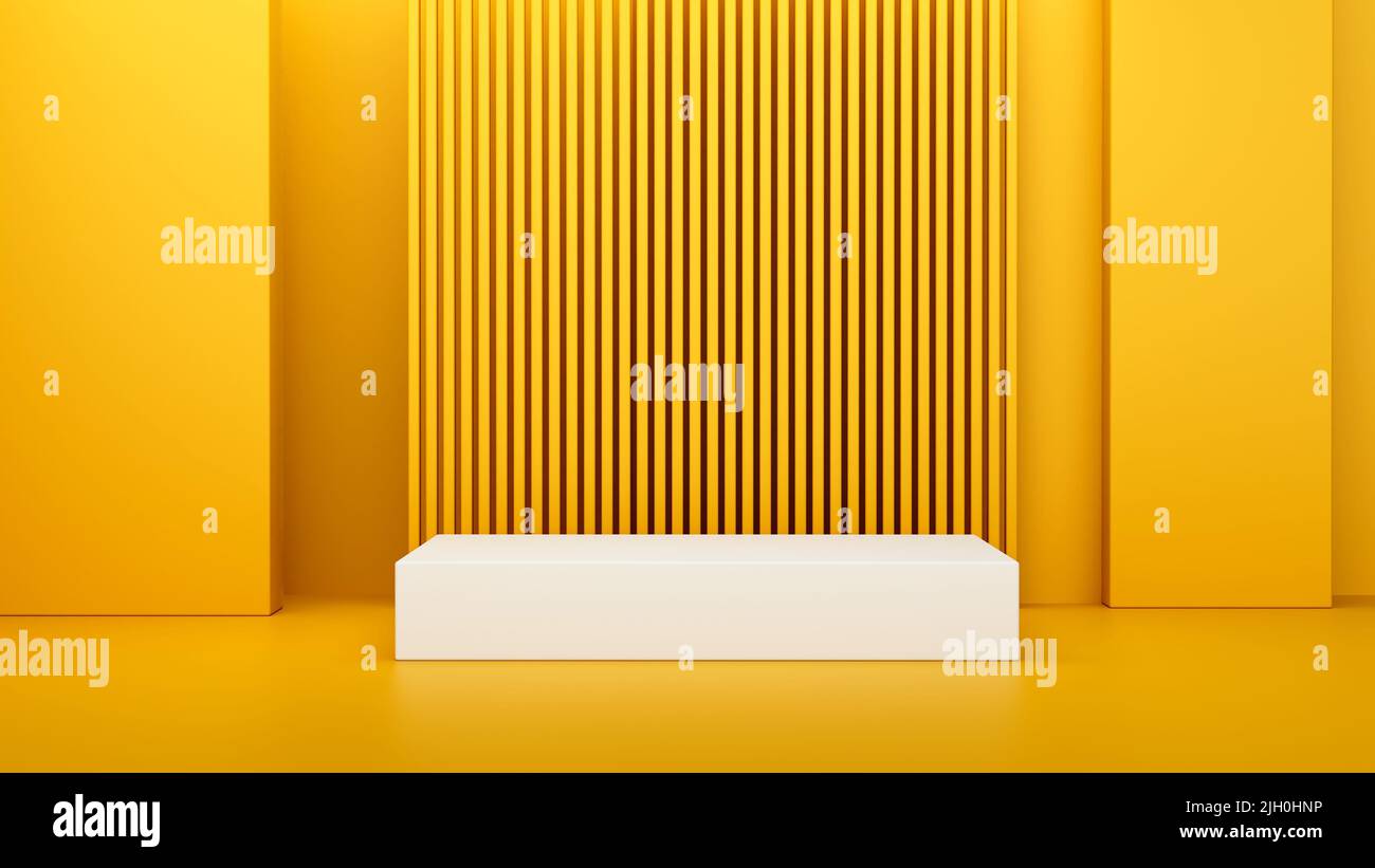 Yellow background minimal scene with yellow geometric platform with ...
