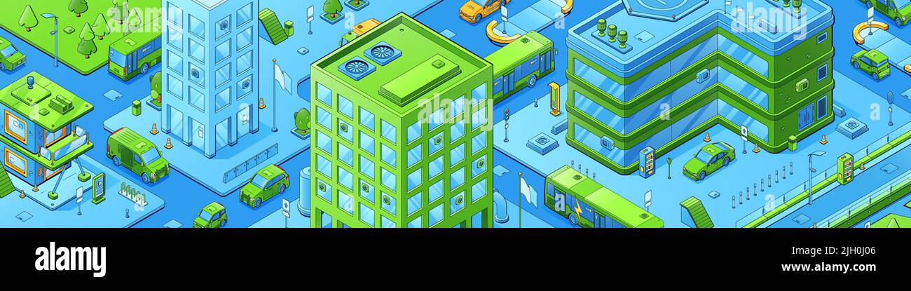 Isometric city, modern metropolis town with skyscraper buildings ...