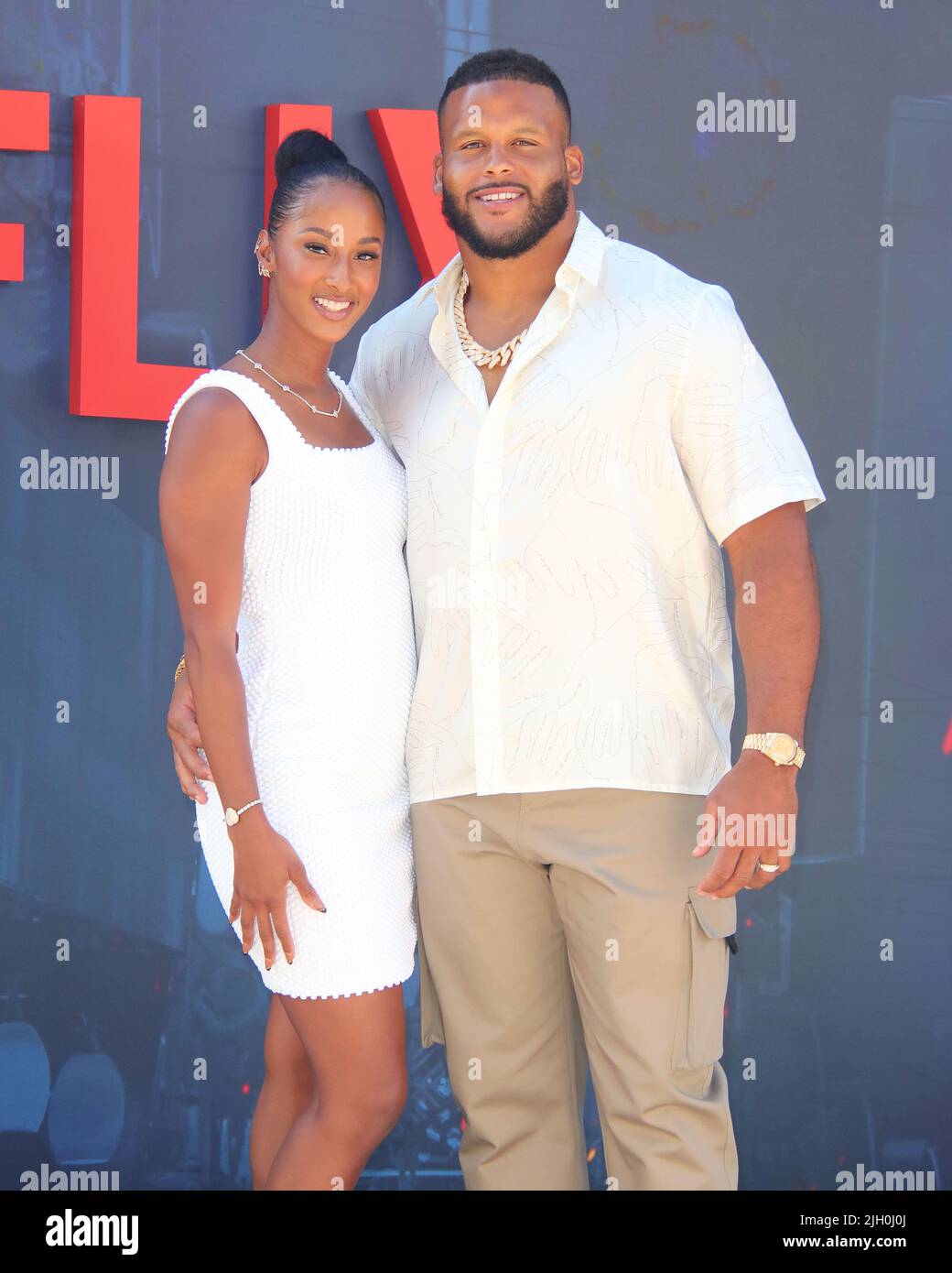 Hollywood, CA , July 13, 2022, Aaron Donald, Erica Donald arrives at ...