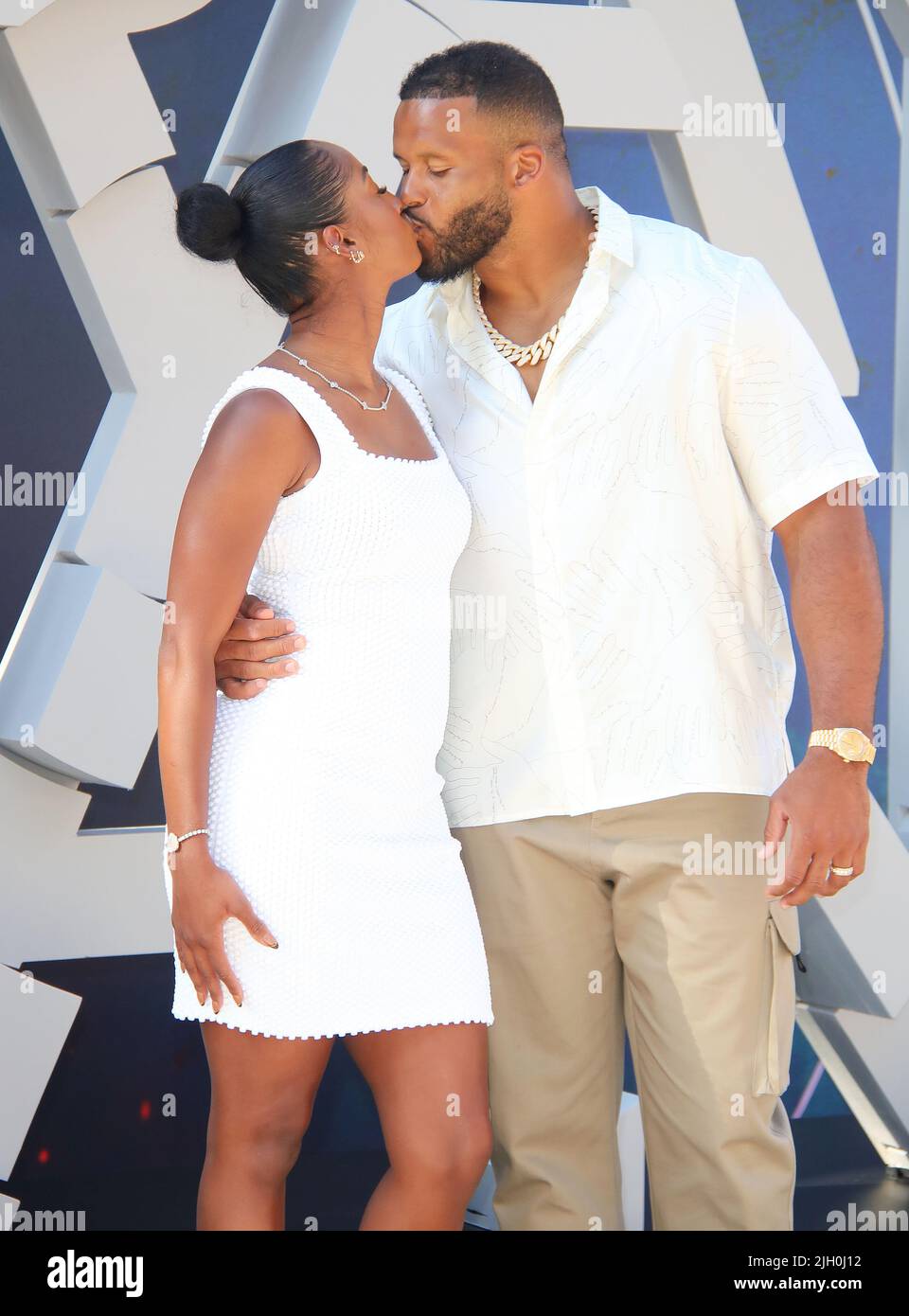 Hollywood, CA , July 13, 2022, Aaron Donald, Erica Donald arrives at ...