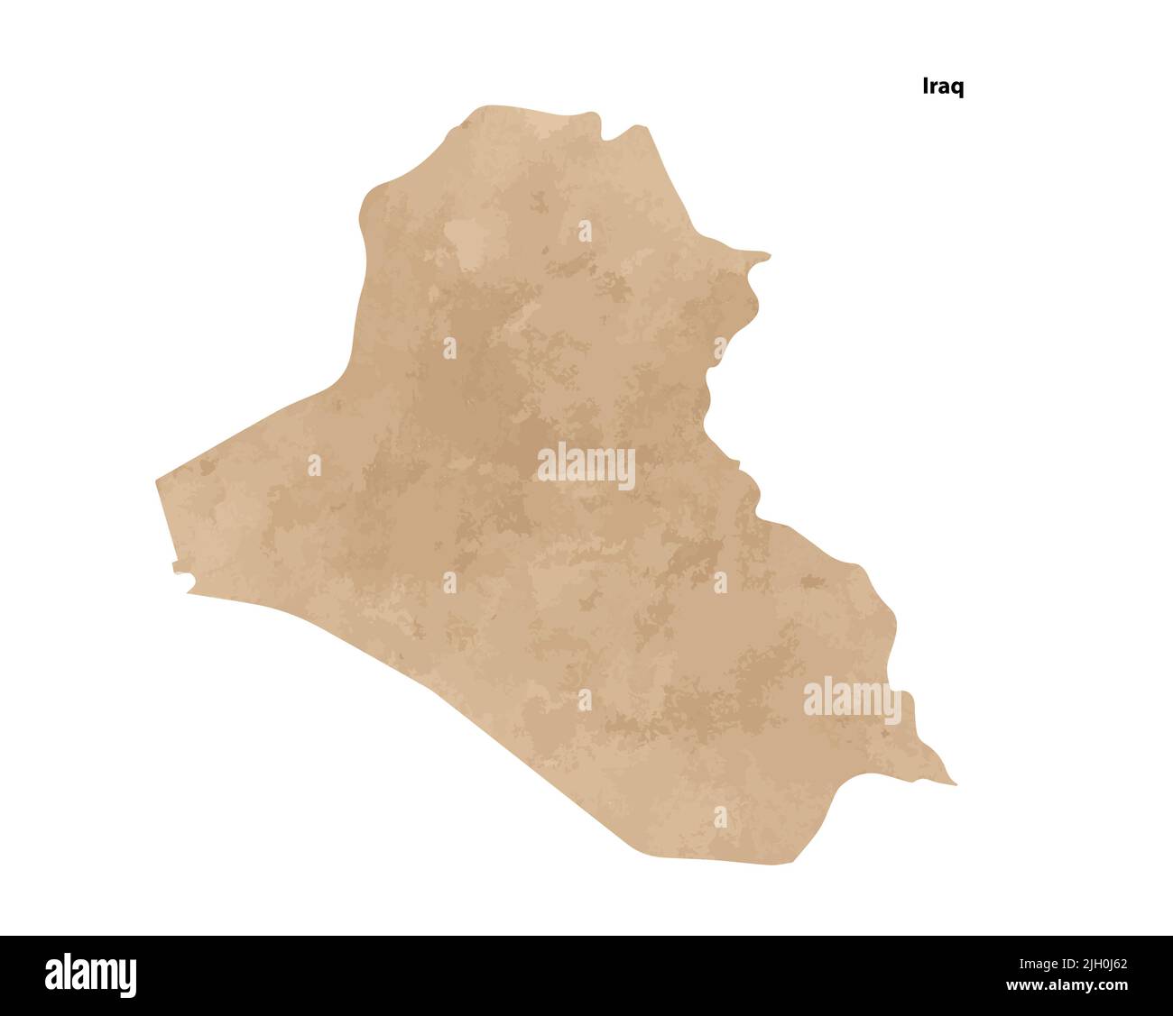 Old vintage paper textured map of Iraq Country - Vector illustration ...