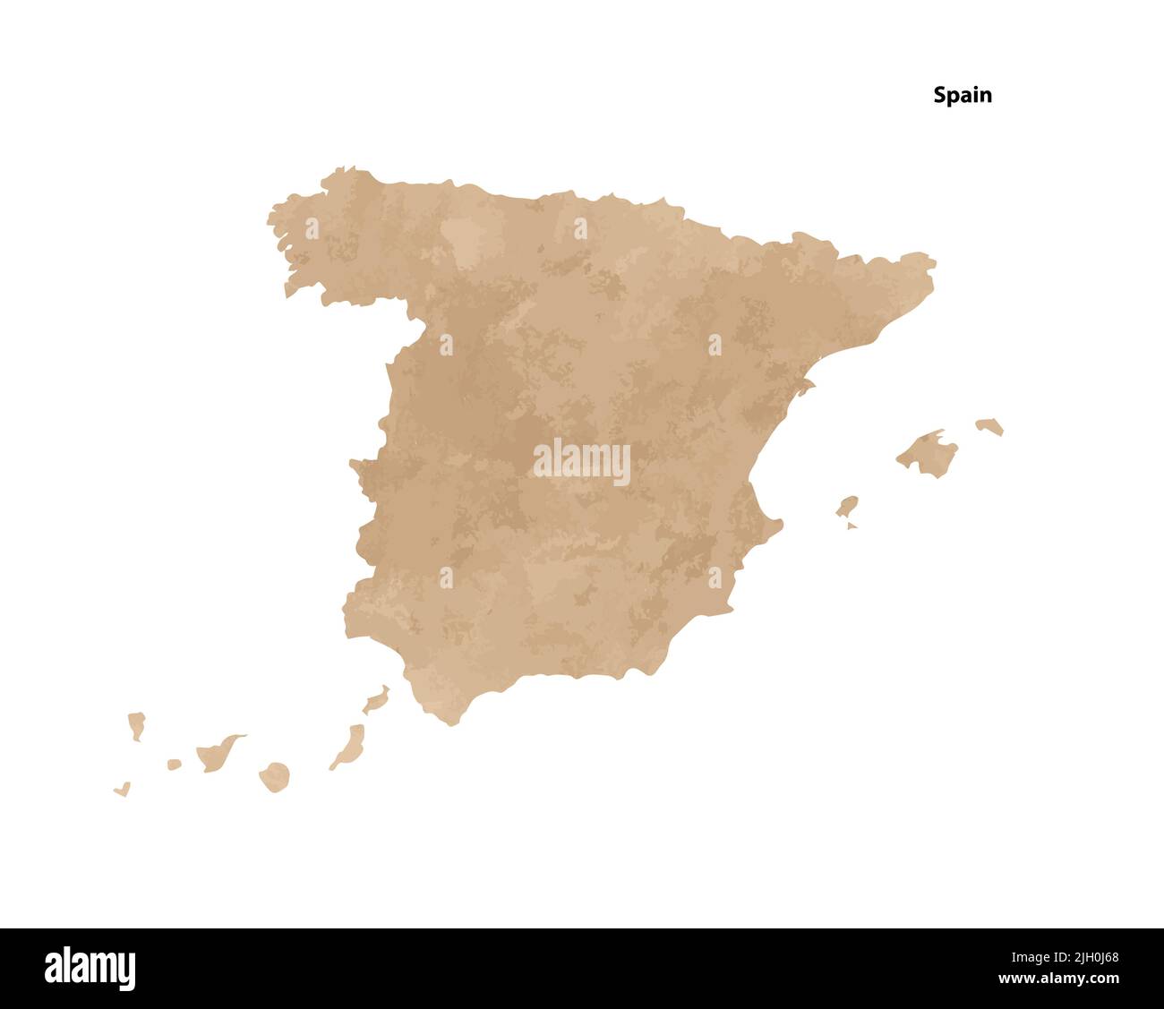 Old vintage paper textured map of Spain Country - Vector illustration ...