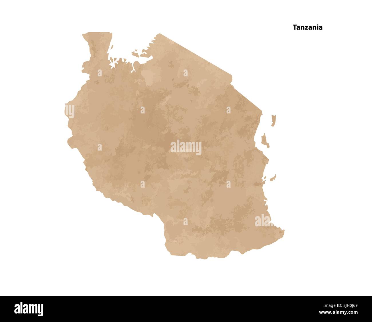 Old vintage paper textured map of Tanzania Country - Vector ...