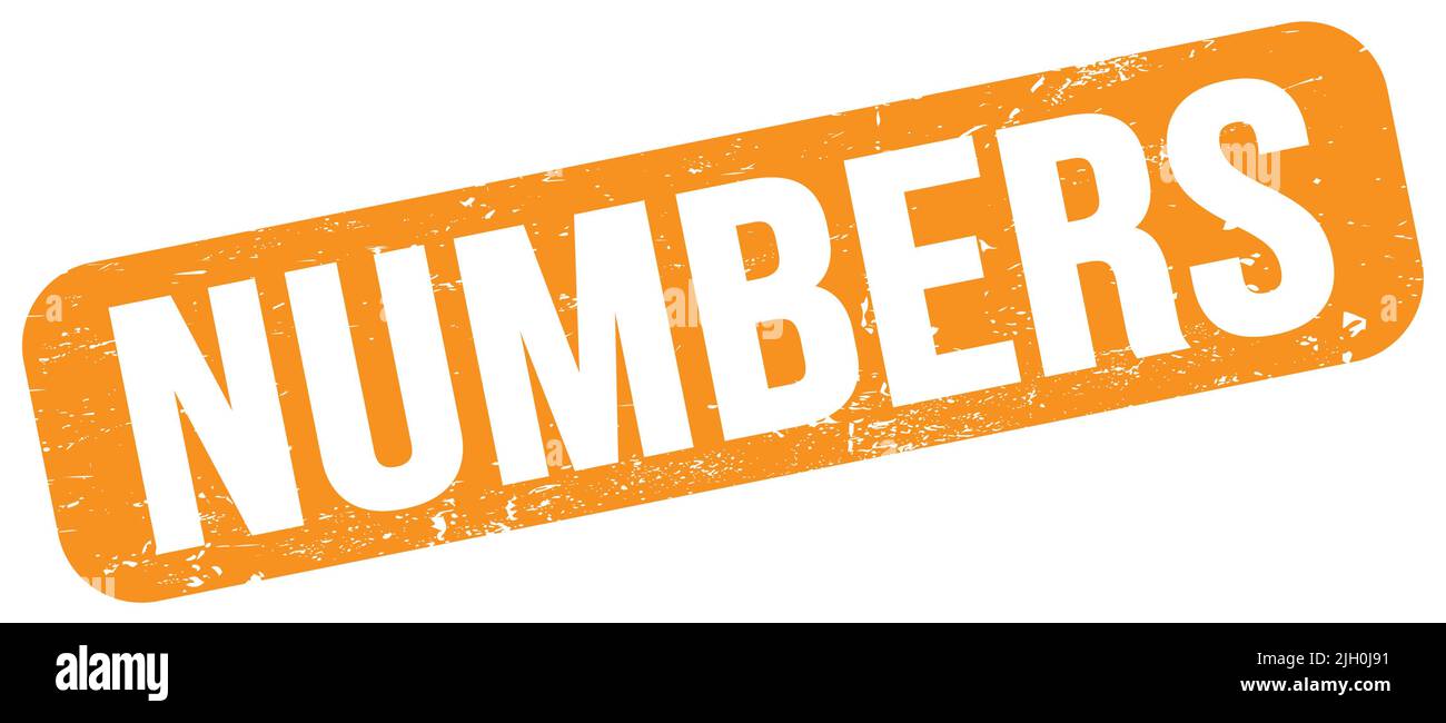 NUMBERS text written on orange grungy stamp sign Stock Photo - Alamy