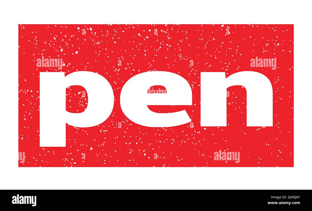 pen text written on red grungy stamp sign Stock Photo - Alamy