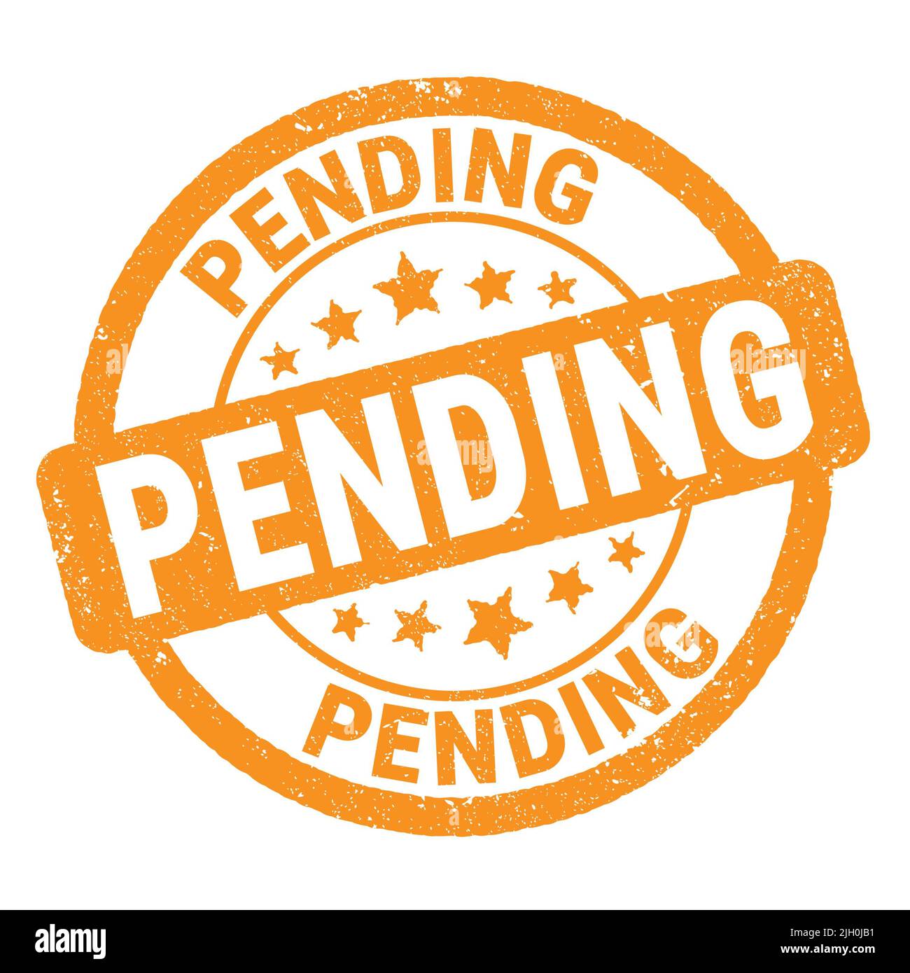 PENDING text written on orange grungy stamp sign Stock Photo - Alamy