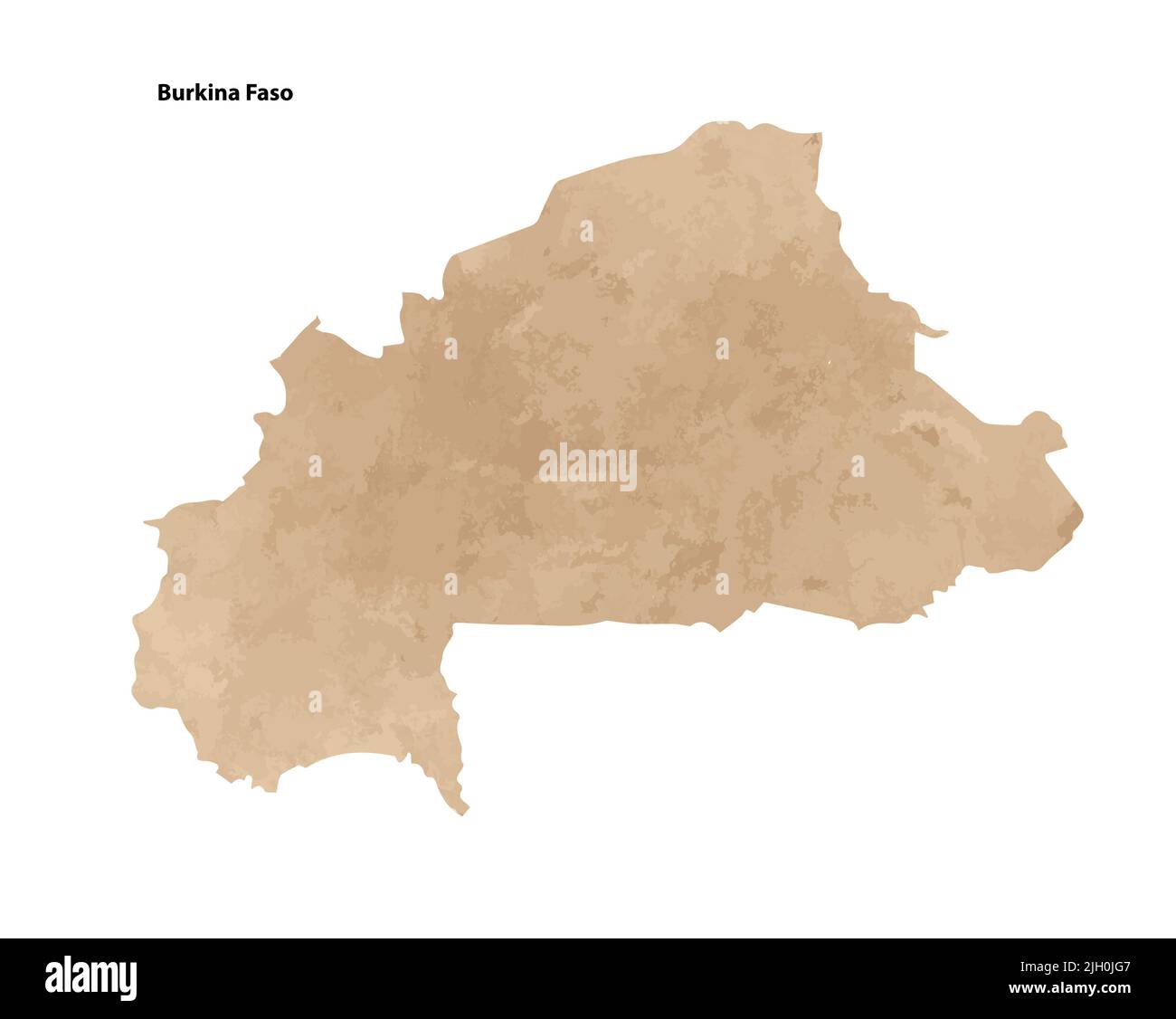 Old vintage paper textured map of Burkina Faso Country - Vector ...