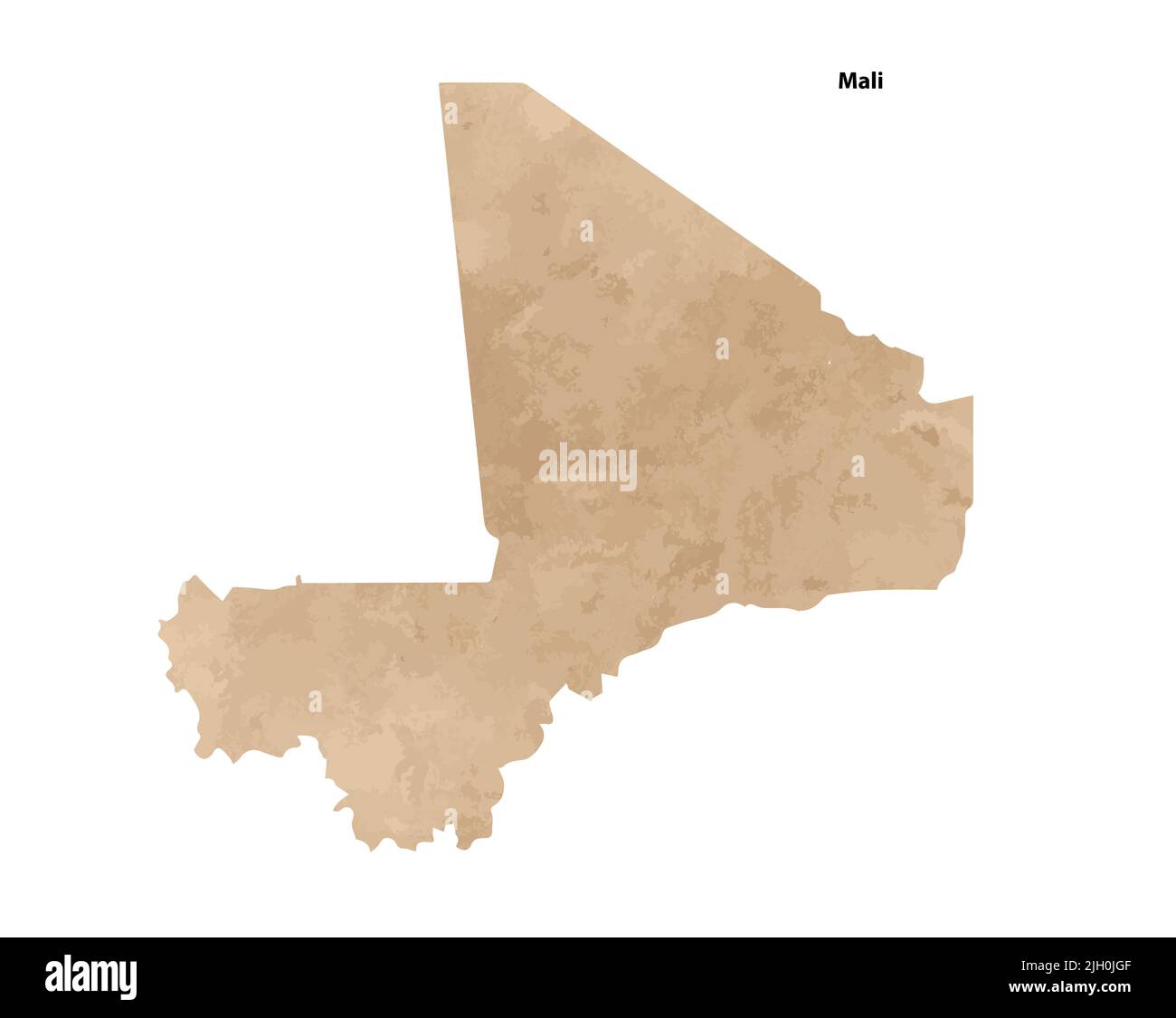 Old vintage paper textured map of Mali Country - Vector illustration ...