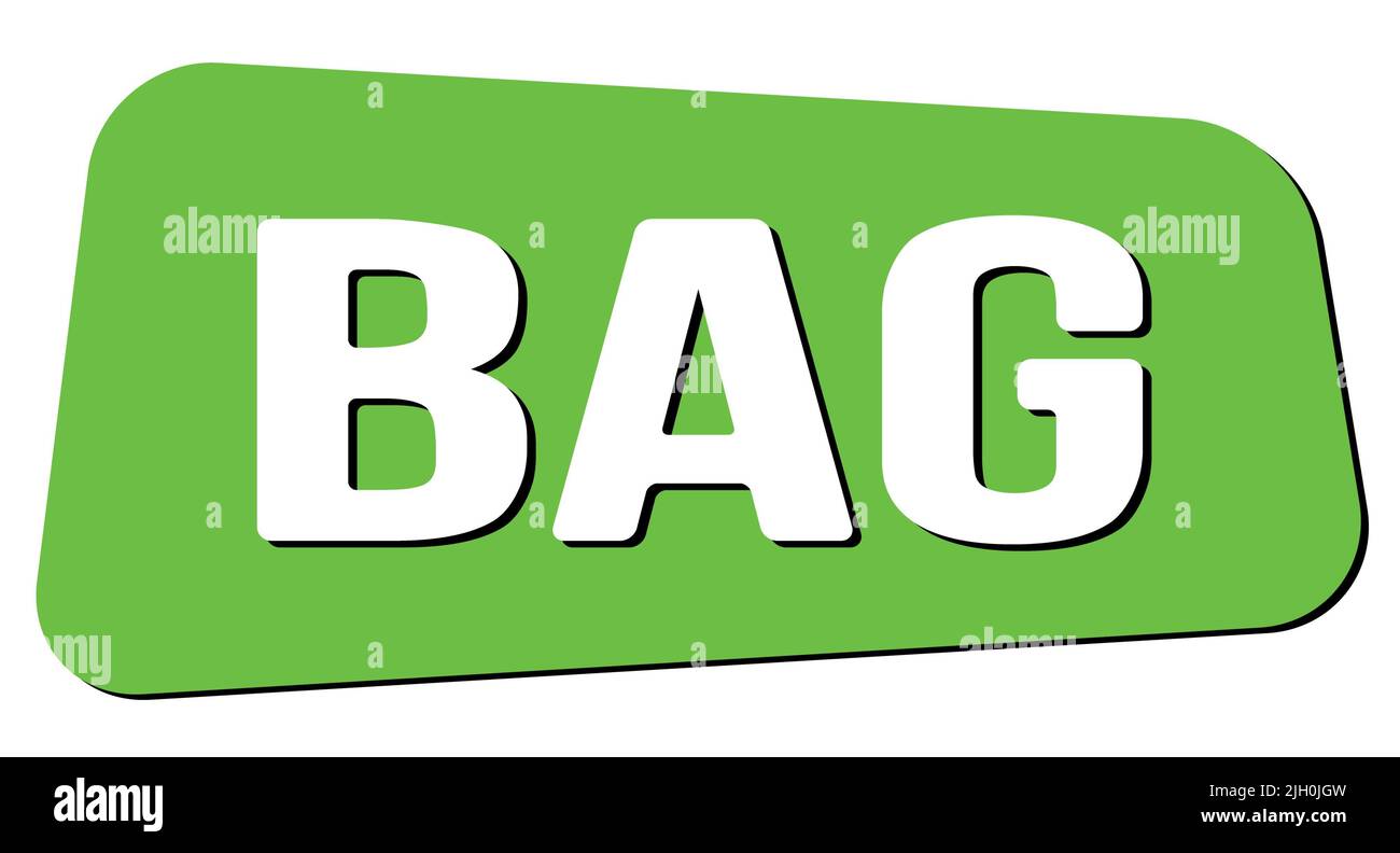 BAG text written on green trapeze stamp sign Stock Photo - Alamy