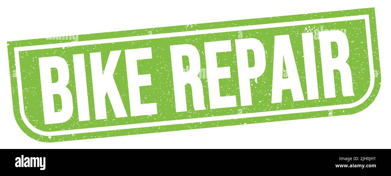 BIKE REPAIR text written on green grungy stamp sign Stock Photo - Alamy